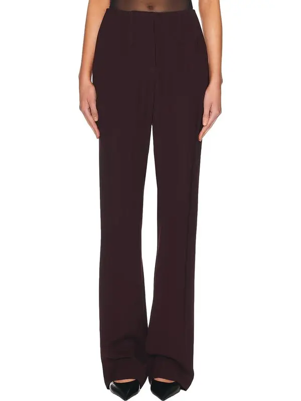 MUGLER High-waisted Wide Leg Pants - Dark Plum