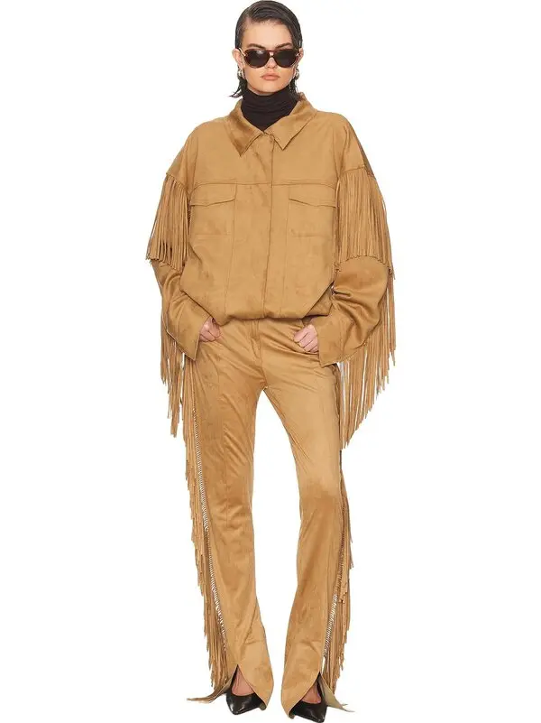 Norma Kamali Fringe Oversized Jacket - Camel