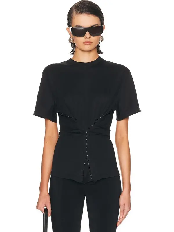 MUGLER Short Sleeve Top - Black