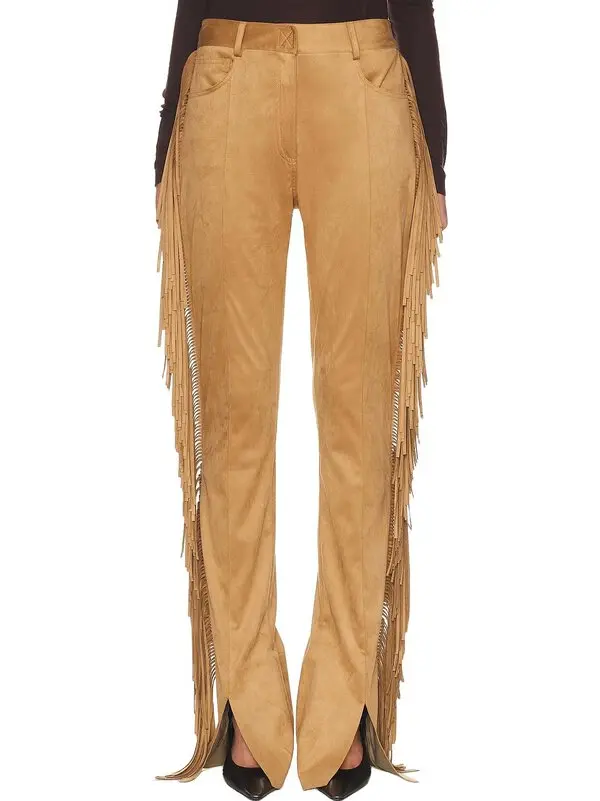 Norma Kamali Fringe Spat Pant - Camel