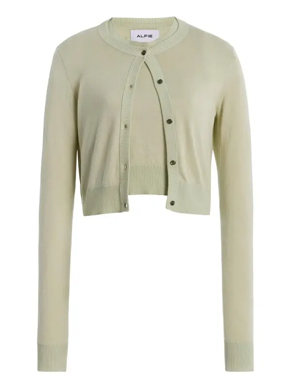 ALFIE Twinset Cotton Cardigan Top - Green