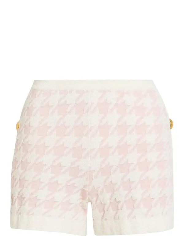 Balmain Houndstooth Jacquard-knit Shorts - Baby Pink