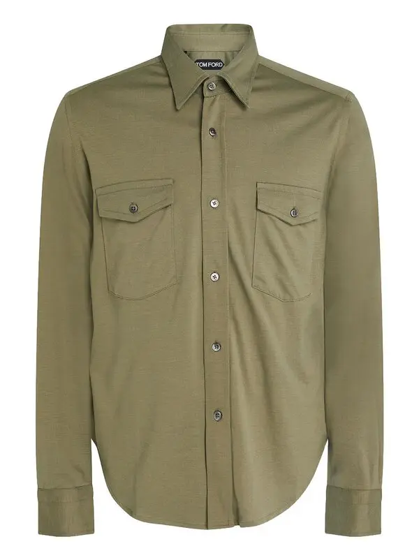 TOM FORD Silk And Cottonblend Jersey Shirt - Army Green