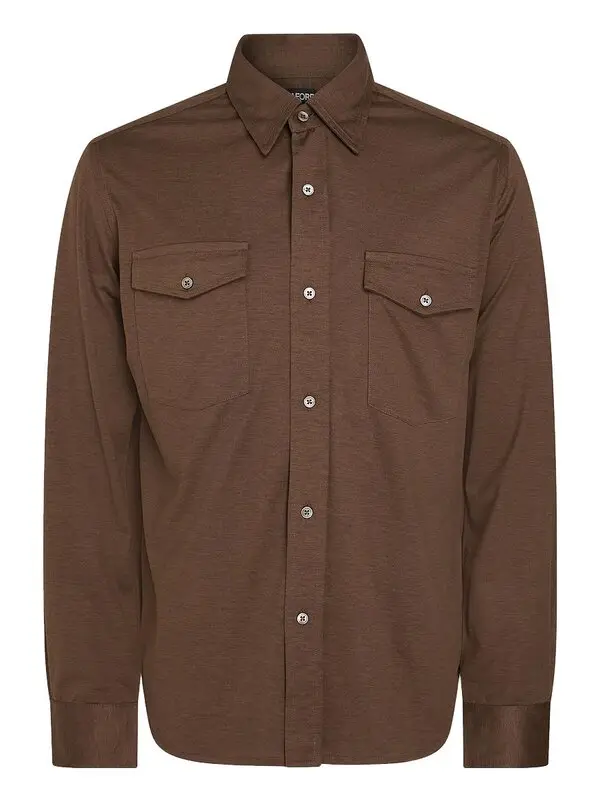 TOM FORD Silk And Cottonblend Jersey Shirt - Brown