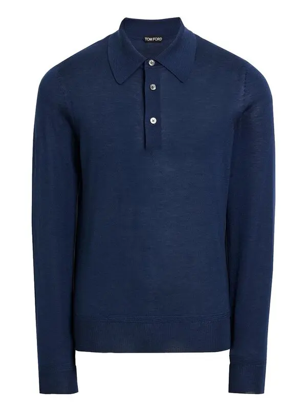 TOM FORD Cashmere And Silkblend Polo Sweater - Navy
