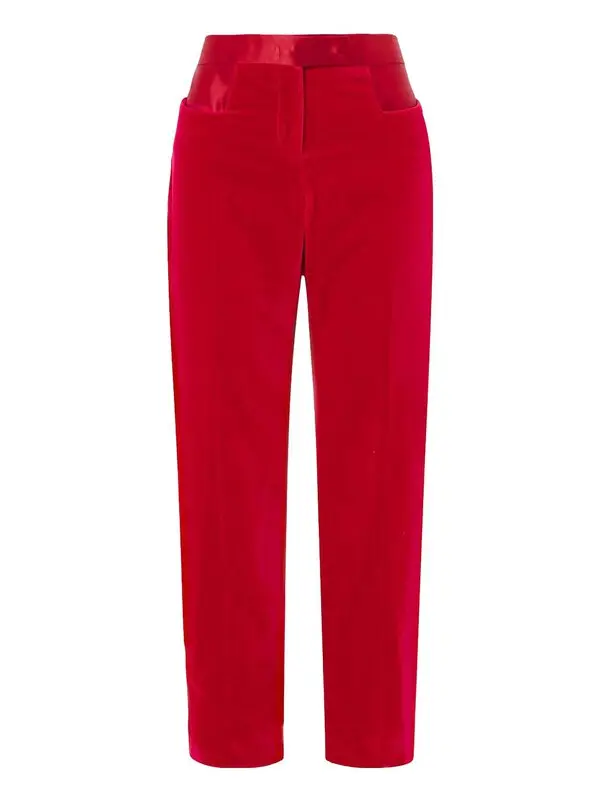 TOM FORD Satin-trimmed Cotton-velvet Straight-leg Pants - Red