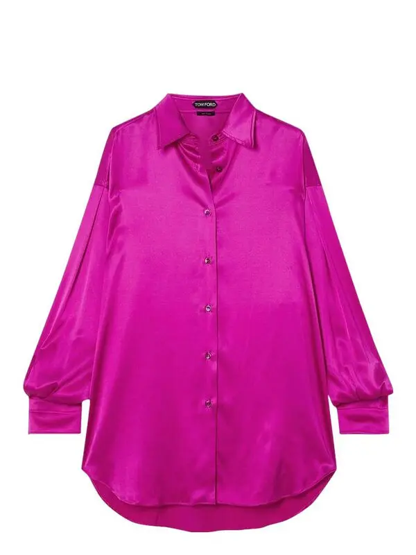 TOM FORD Oversized Stretch-silk Satin Shirt - Magenta