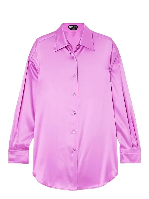 TOM FORD Oversized Stretch-silk Satin Shirt - Violet