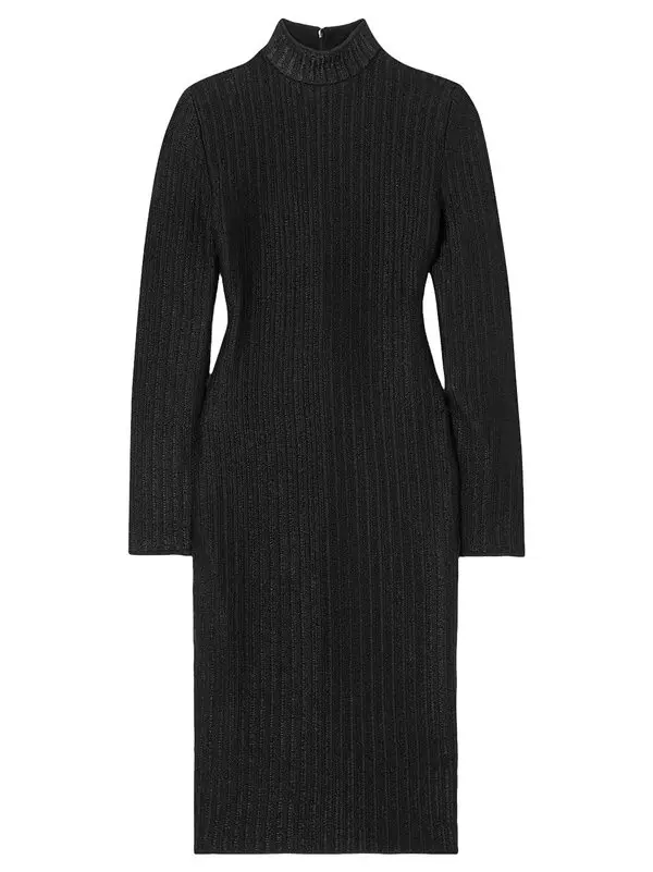 TOM FORD Ribbed Cotton-blend Midi Dress - Black