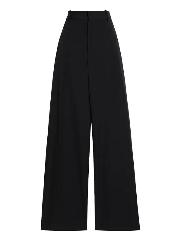 Balmain Grain De Poudre Wool Wide-leg Pants - Black