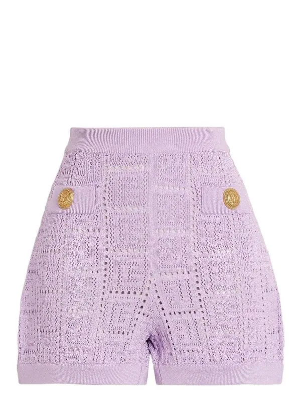 Balmain Pointelle-knit Shorts - Lilac