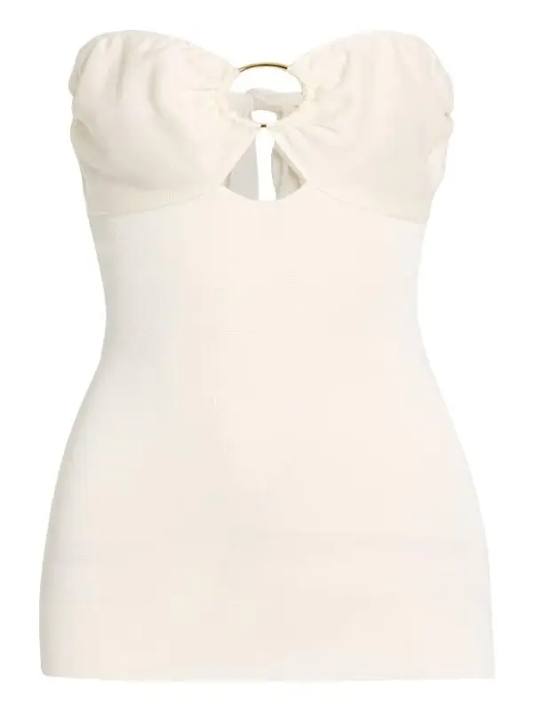 TOM FORD Strapless Embellished Stretch-knit Top - Ecru