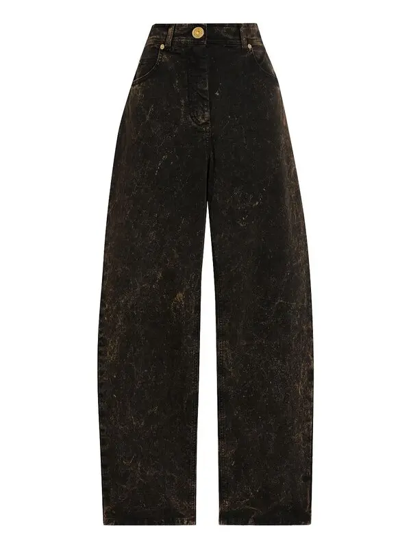Balmain Acid-wash Cotton-blend Straight-leg Pants - Black