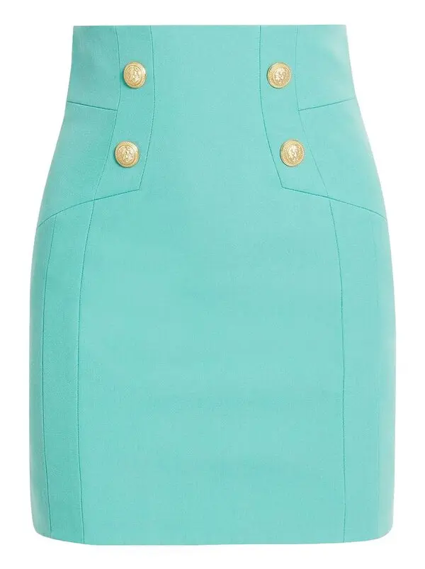 Balmain Wool-crepe Mini Skirt - Turquoise
