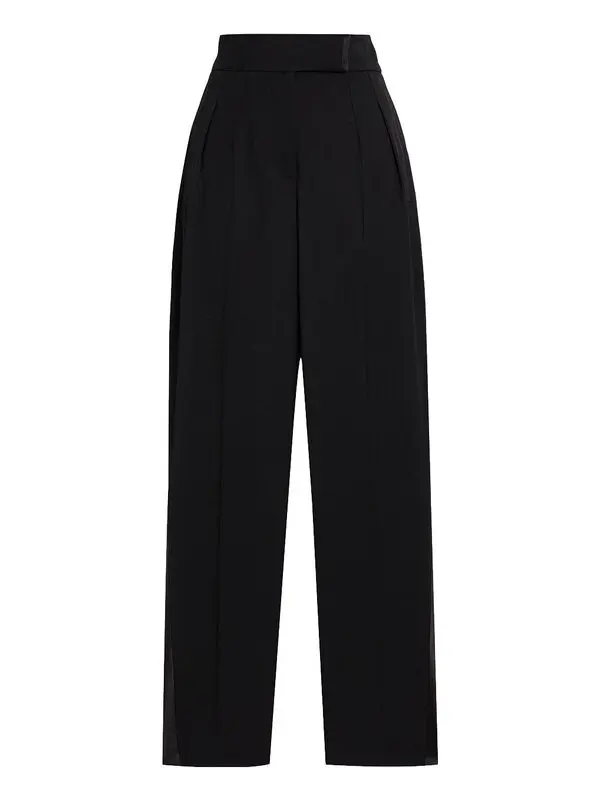 TOM FORD Satin-trimmed Grain De Poudre Wool Tapered Pants - Black