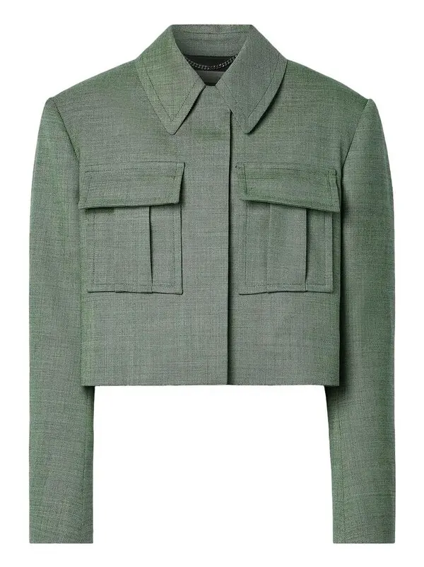 Stella McCartney Cropped Wool-blend Twill Jacket - Sage Green