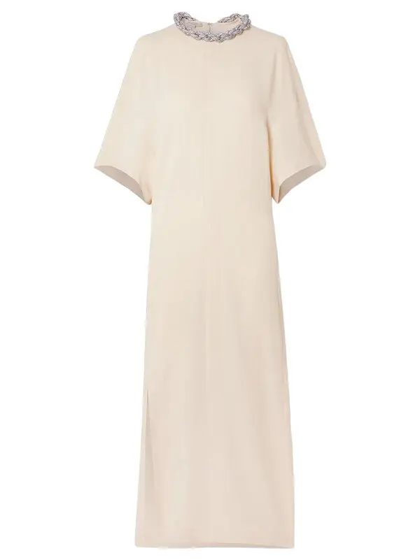 Stella McCartney Falabella Crystal-embellished Paneled Cady Maxi Dress - Cream