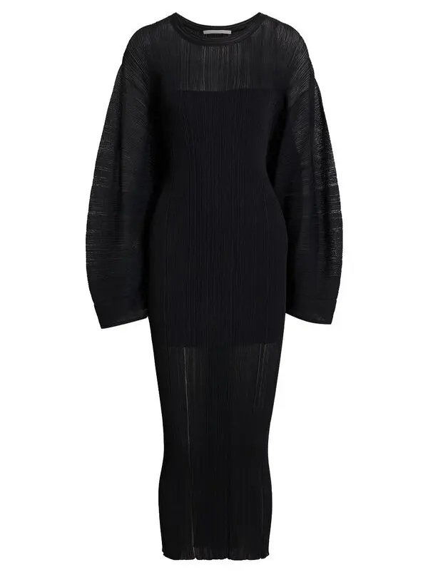 Stella McCartney Plissé-knit Midi Dress - Black