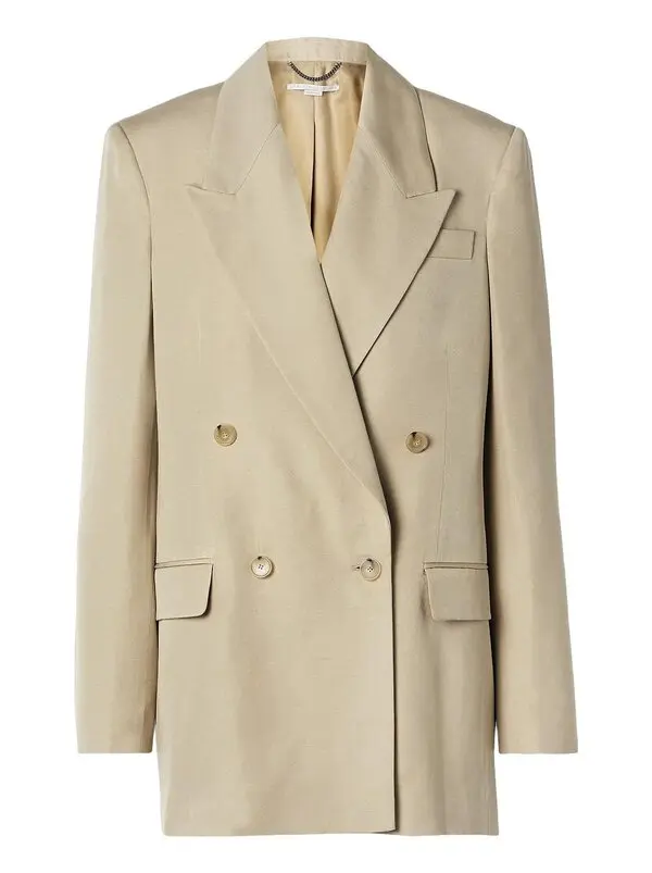 Stella McCartney Double-breasted Slub Woven Blazer - Beige