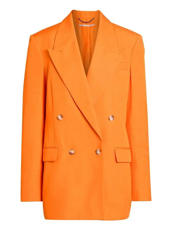 Stella McCartney Double-breasted Slub Woven Blazer - Bright Orange