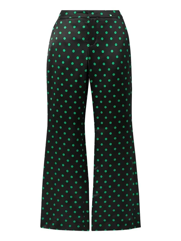 Balmain Polka Dot Duchess-satin Flared Pants - Black