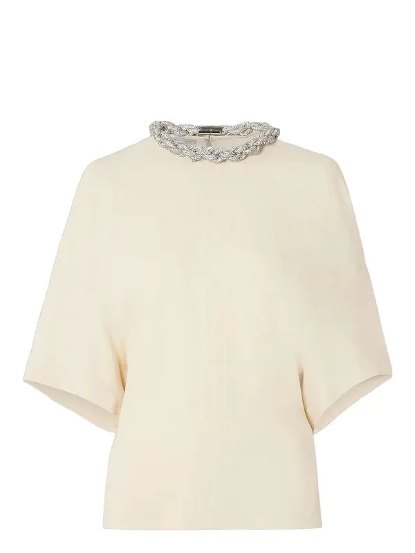 Stella McCartney Falabella Crystal-embellished Paneled Top - Ecru