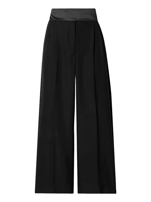 Stella McCartney Pleated Wool-crepe Straight-leg Pants - Black