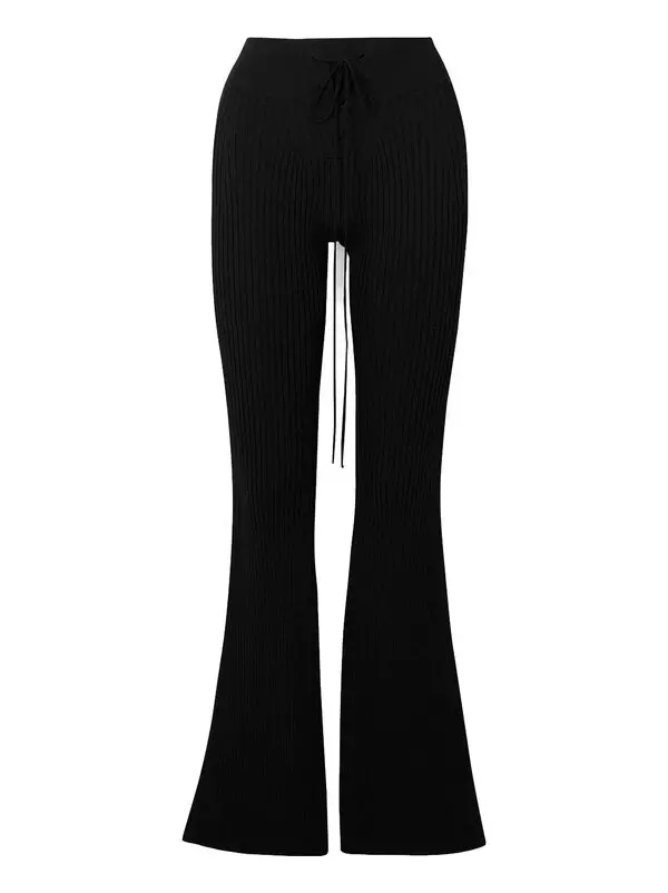 Stella McCartney Ribbed-knit Flared Pants - Black