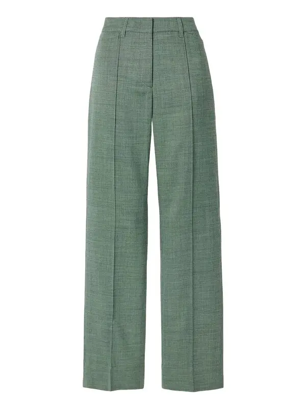 Stella McCartney Wool-blend Straight-leg Trousers - Sage Green