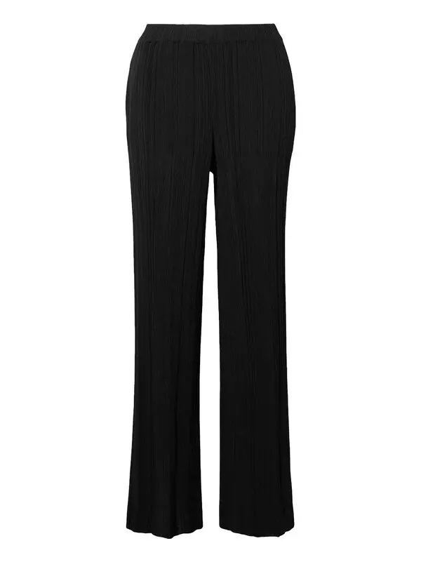 Stella McCartney Plissé Knit Straight-leg Pants - Black