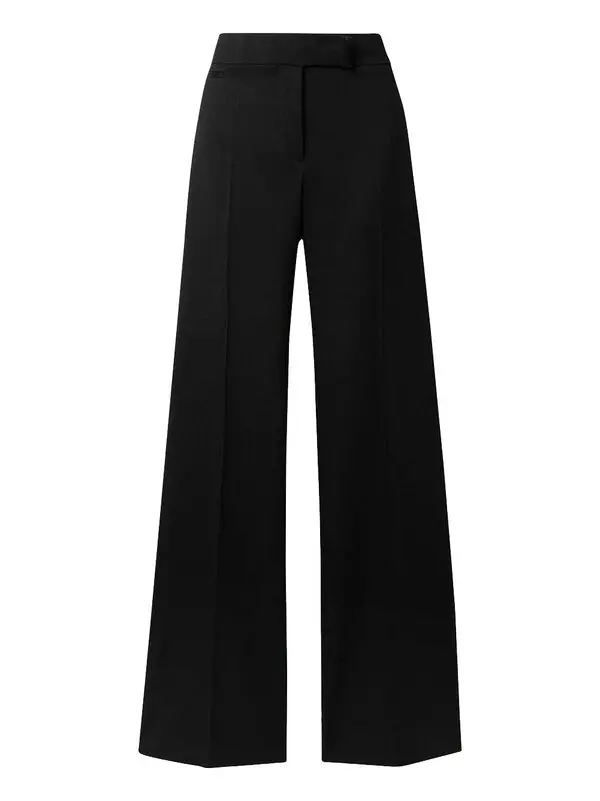 TOM FORD Satintrimmed Grain De Poudre Wool Wide-leg Pants - Black