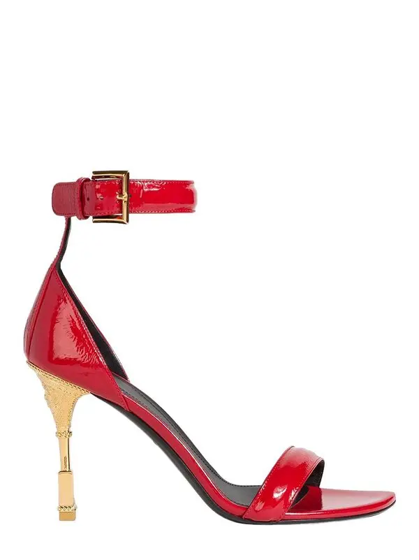 Balmain Moneta Patent-leather Sandals - Red