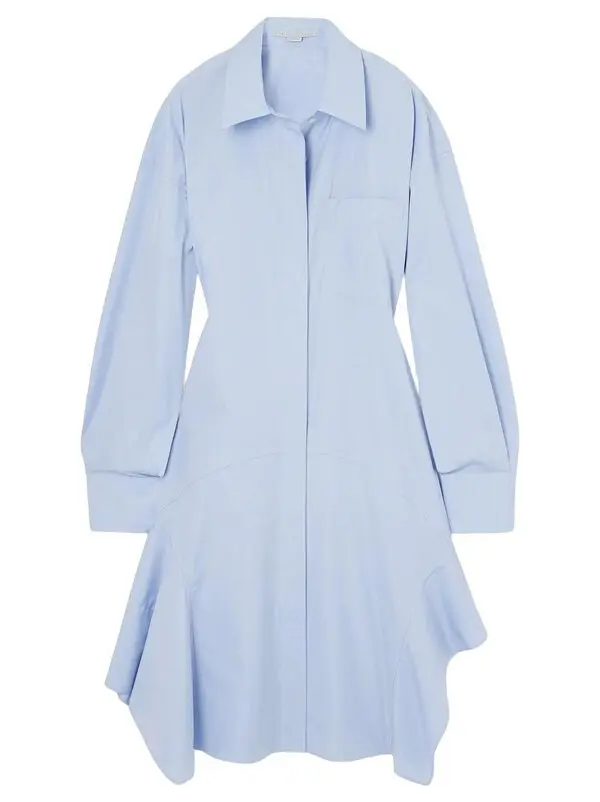Stella McCartney Asymmetric Cotton-poplin Shirt Dress - Sky Blue