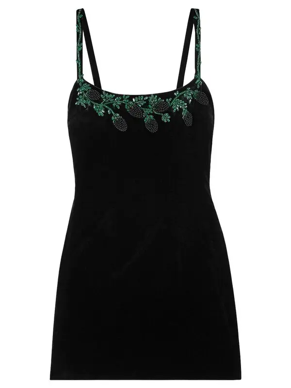 Balmain Embellished Velvet Mini Dress - Black
