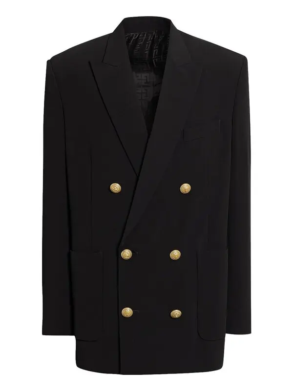 Balmain Doublebreasted Crepe Blazer - Black