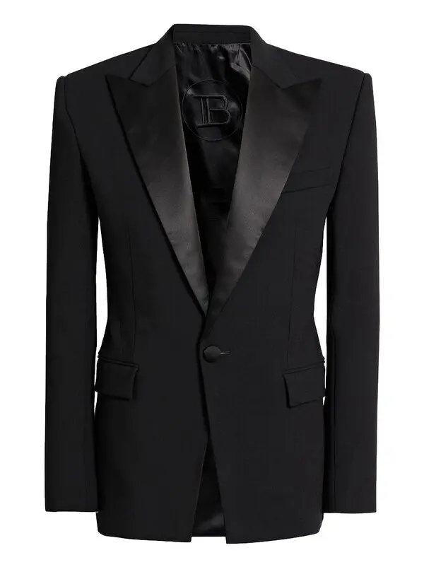 Balmain Satintrimmed Crepe Blazer - Black
