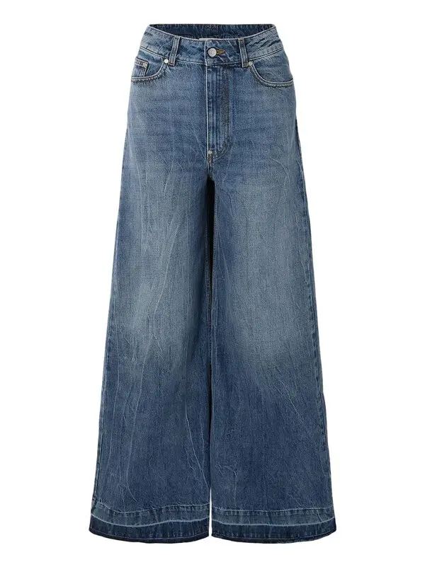 Stella McCartney Frayed High-rise Wide-leg Jeans - Mid Denim
