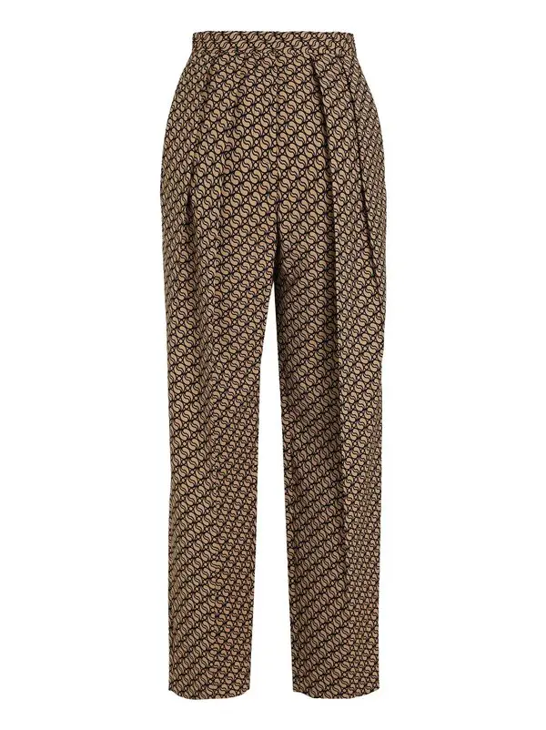 Stella McCartney Pleated Jacquard Tapered Pants - Beige