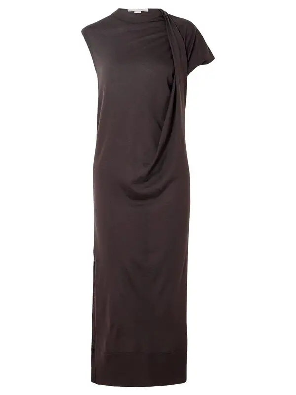 Stella McCartney Draped Wool Midi Dress - Dark Brown