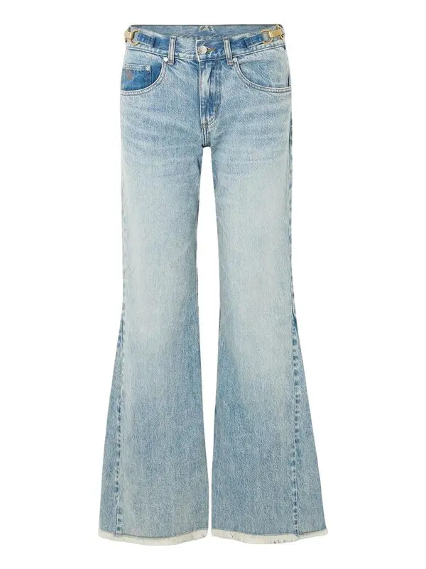 Stella McCartney Frayed Embellished Flared Jeans - Mid Denim