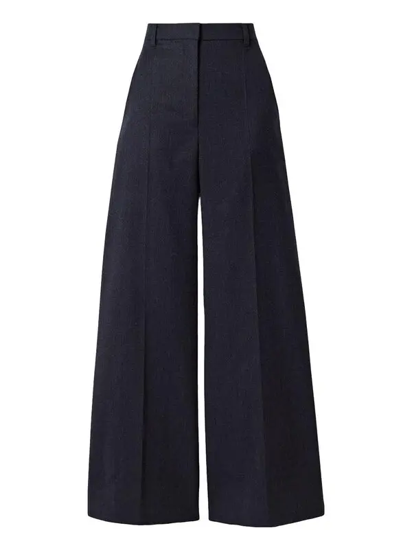 Stella McCartney Pleated Wool-twill Wide-leg Trousers - Navy