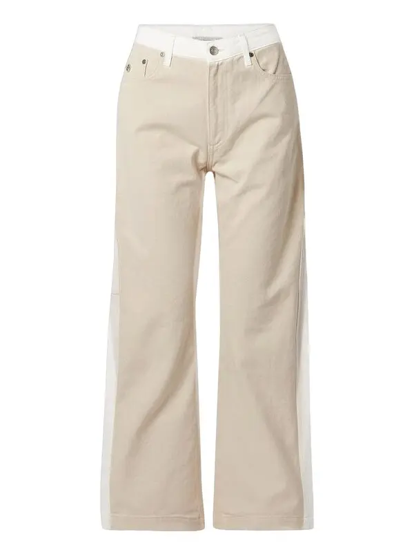 Stella McCartney Cropped Two-tone Wide-leg Jeans - Beige