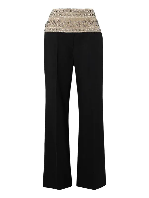 Stella McCartney Crystal-embellished Wool-twill Pants - Black