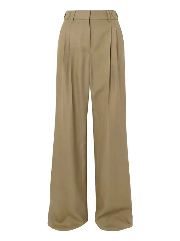 Stella McCartney Pleated Woven Straight-leg Pants - Camel