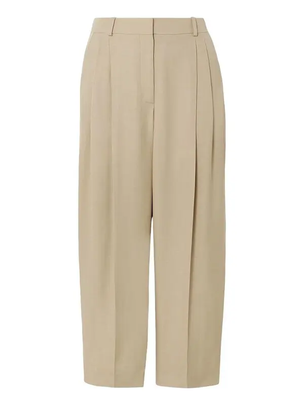 Stella McCartney Pleated Woven Tapered Pants - Sand