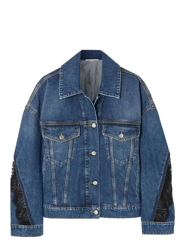 Stella McCartney Lace-trimmed Denim Trucker Jacket - Dark Denim