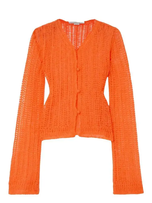 Stella McCartney Open-knit Alpaca-blend Cardigan - Bright Orange