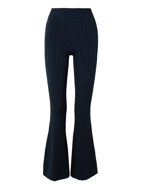 Stella McCartney Ribbed Knit Flared Pants - Navy