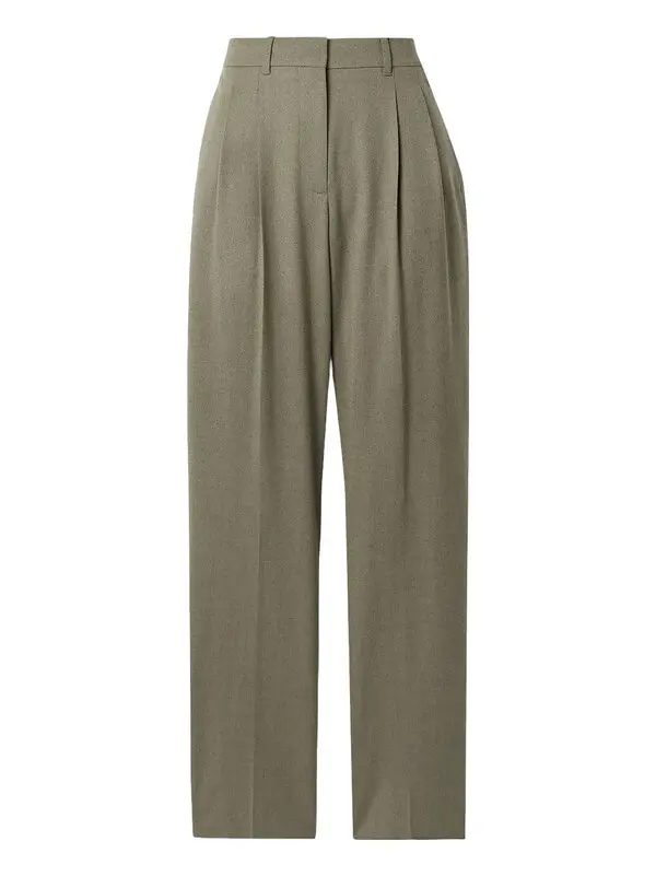 Stella McCartney Pleated Wool-twill Tapered Trousers - Army Green