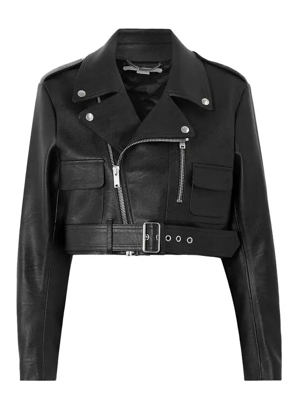 Stella McCartney Cropped Biker Jacket - Black